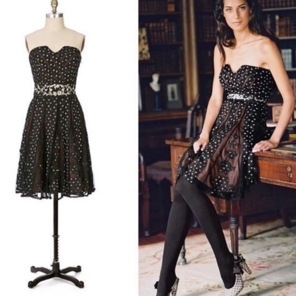 Anthropologie | Dresses | Anthro Lithe Rare Champagne Black Strapless ...